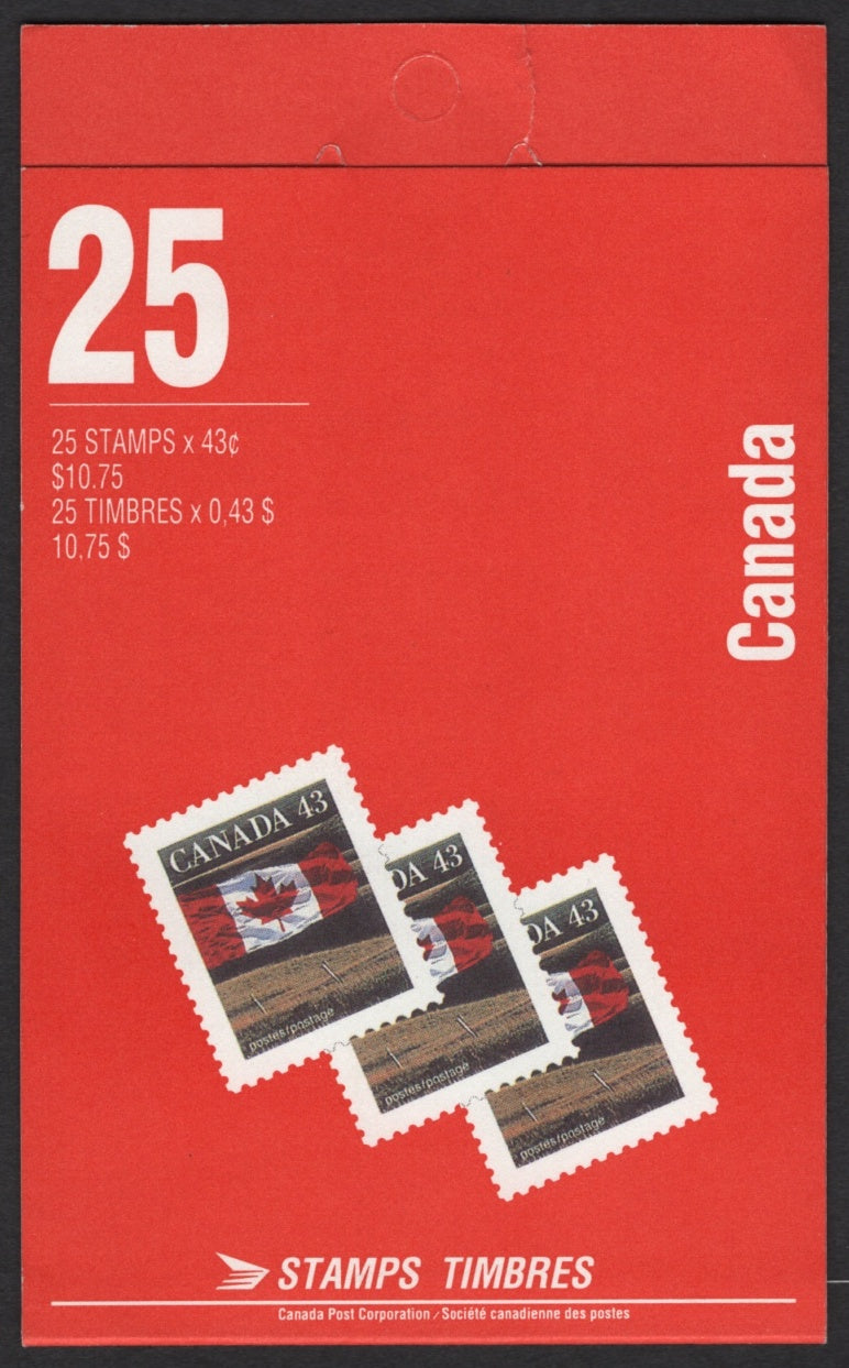 BK154a - 43¢ Flag, p. 13.5x13, AP, CPP, pane of 25 – Durbano Stamps